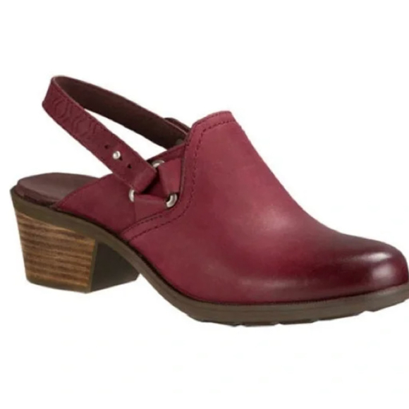 Teva | Shoes | Teva Foxy Slingback Burgundy Clogs Burgundy Leather ...